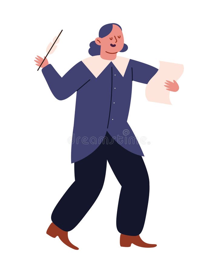 Poet man with paper stock illustration. Illustration of message - 311583580