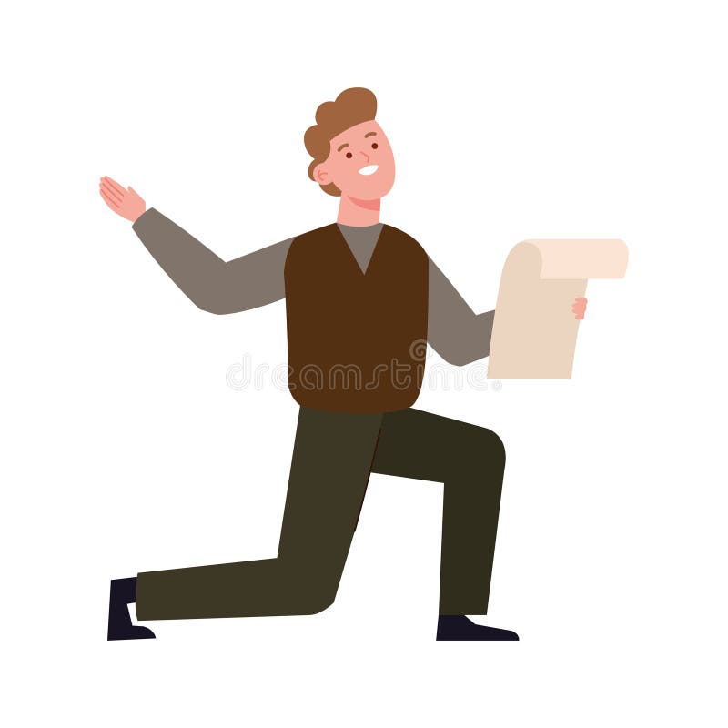 Poet man with poem stock vector. Illustration of person - 310122379