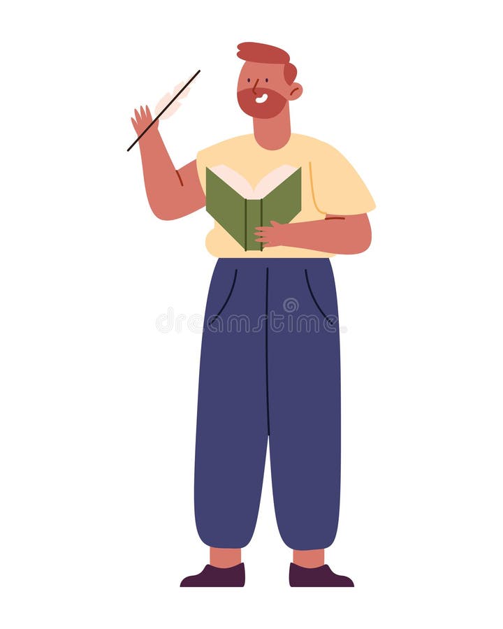 Poet man standing stock illustration. Illustration of smart - 311583242