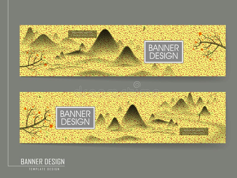 Poetic Banner Design with Landscape Painting Stock Vector ...