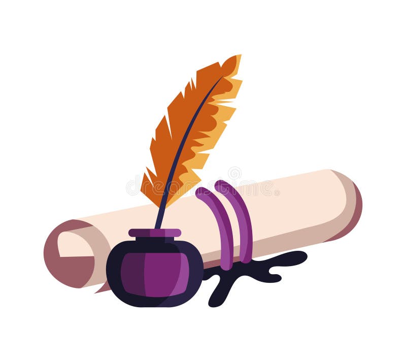 Poetry scroll and ink stock vector. Illustration of feather - 311106978