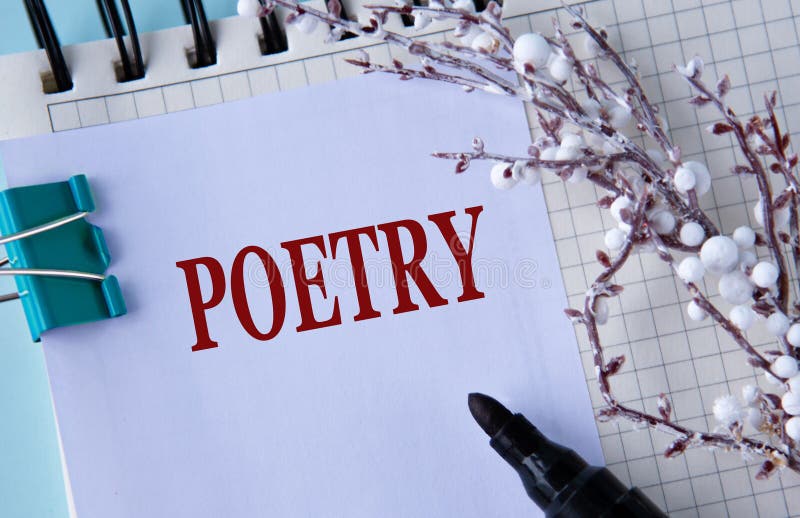 POETRY - Word on a White Sheet in a Notebook with a Pen Stock Photo ...