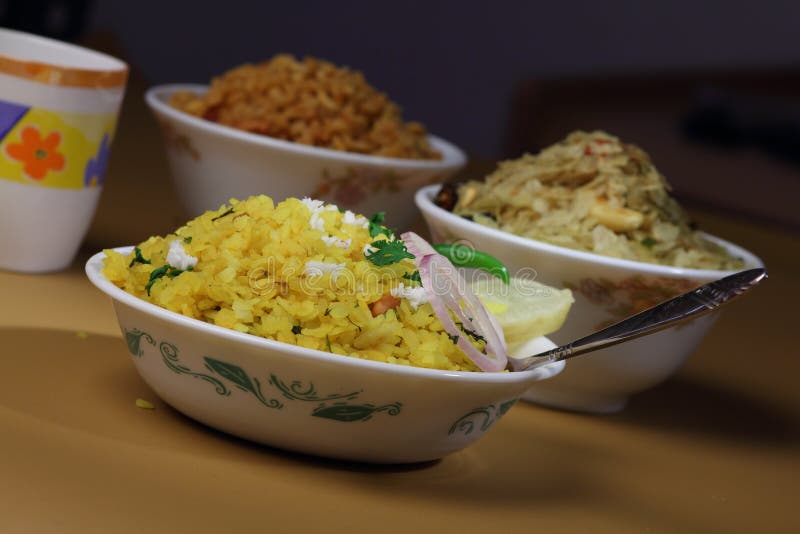 Poha stock photo. Image of flakes, gujarati, potato, indore - 23333662