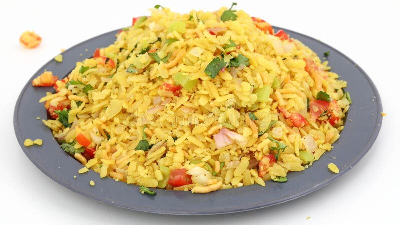 Poha stock photo. Image of snacks, salted, meal, dinner - 90282184