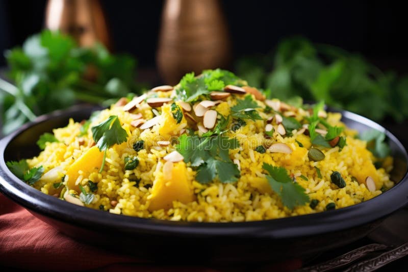 Poha, an Indian Rice Dish, Garnished with Fresh Cilantro Stock Photo ...