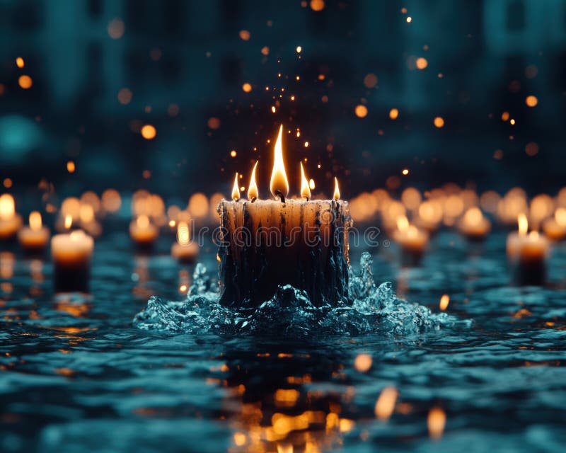 A Poignant Candle Melting into a Reflective Pool, a Visual Metaphor ...