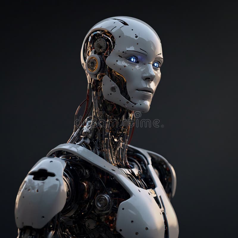 A Poignant Illustration of a Humanoid Robot. 3D Render Stock ...