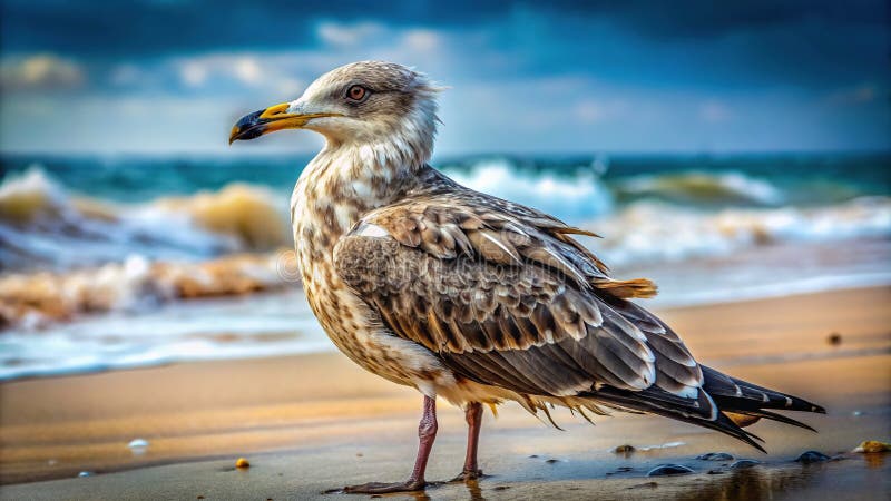 A Distressing Scene TarSoaked Seagull on a Polluted Beach Underscoring ...