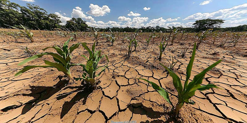 Drought Stricken Corn Field Cracked Earth Climate Change Agriculture ...