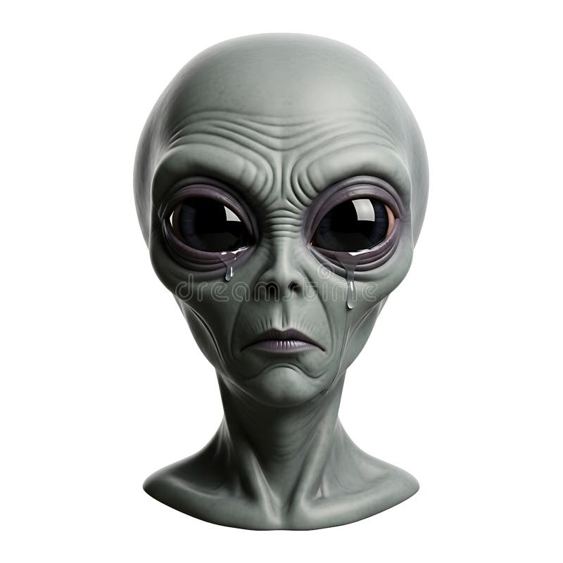 Sad Alien Portrait: Grey Alien with Tears, Extraterrestrial Emotions ...