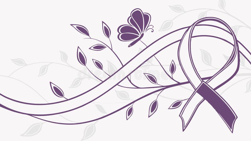 Awareness Ribbon with Butterfly, Support and Hope Symbol, Vector Design ...