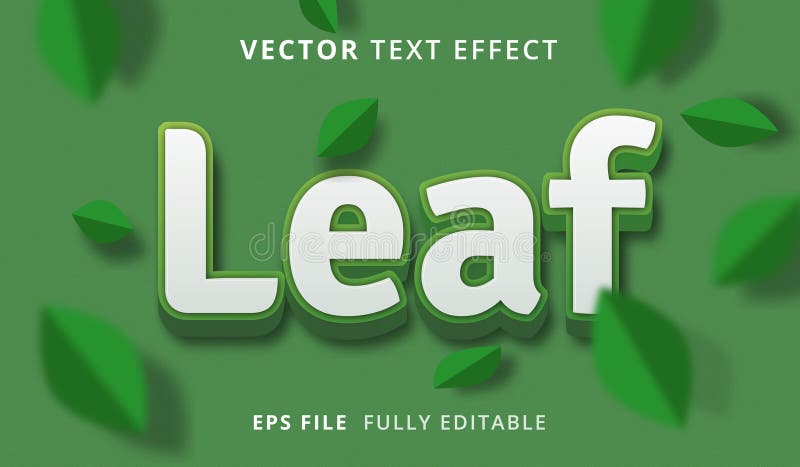 Fresh Leaf Text Effect with Green Organic Leaves Main Concept Stock ...