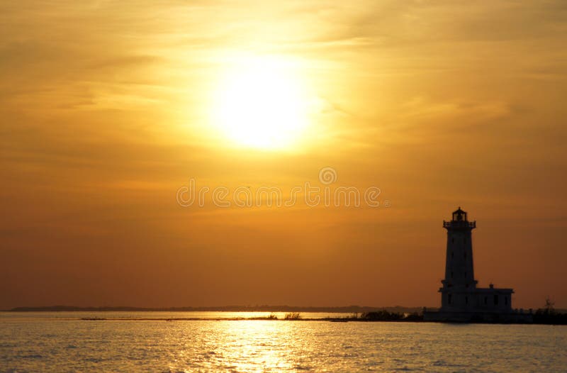 Point Albino Lighthouse at Sunset Stock Photo - Image of canadian ...