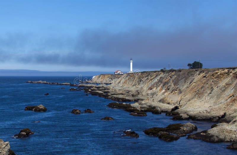 Point Arena California Lighthouse with Cliffs and Ocean Stock Photo ...