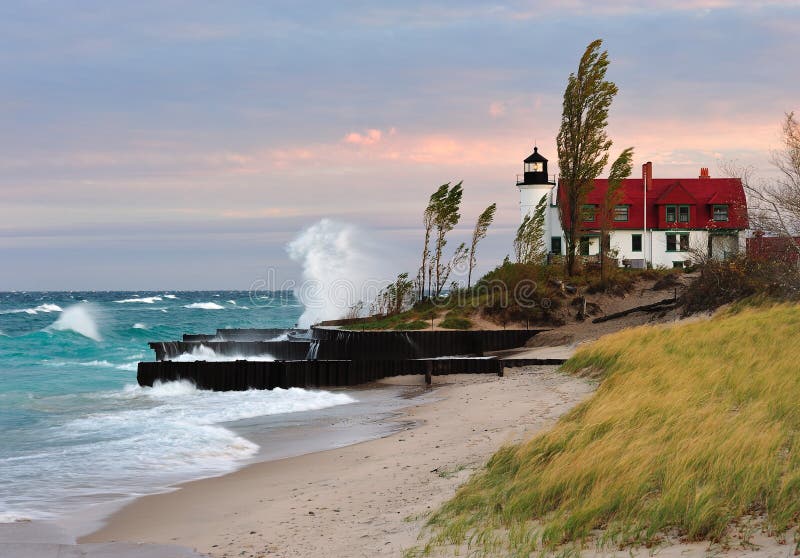 Dawn at Point Betsie Lighthouse ,Michigan USA Stock Image - Image of ...