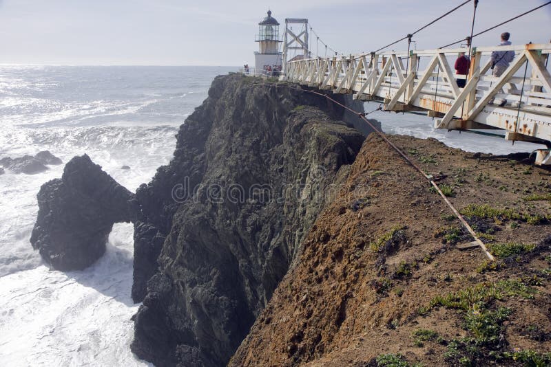 Point Bonita Lighthouse Bridge Stock Image - Image of historic, cliffs ...