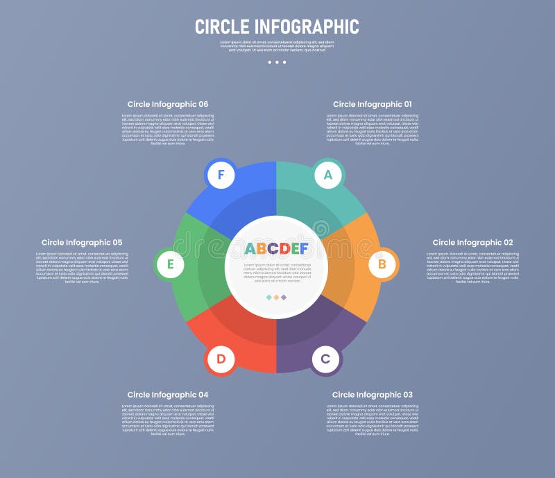 6 Point Circle Infographic Stage or Step Template with Big Circle Shape ...