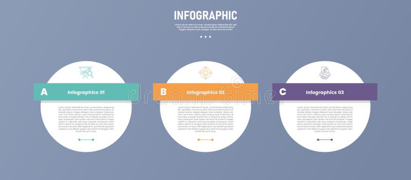 3 Point Circle Infographic Stage or Step Template with Horizontal ...