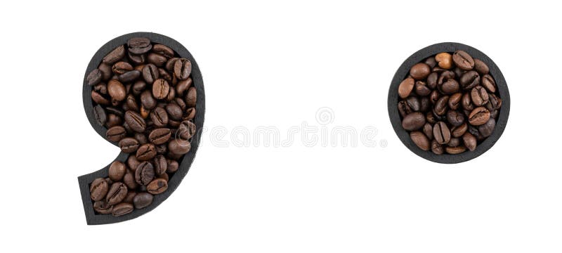 Point and Comma Marks Made with Coffee Beans Isolated on Transparent ...