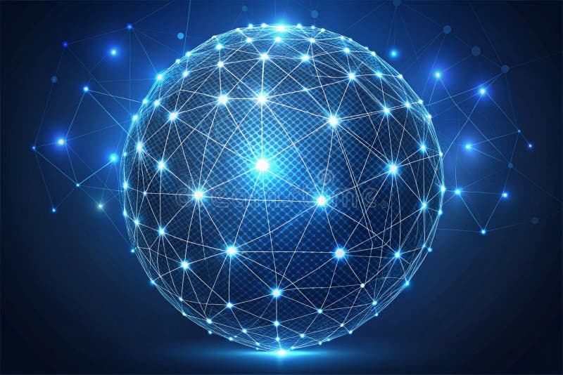 Point and Curve Constructed the Sphere Wire Frame, Technological Vector ...