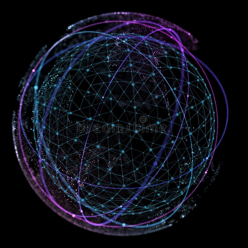 Point and Curve Constructed the Sphere Wireframe, Technological Sense ...