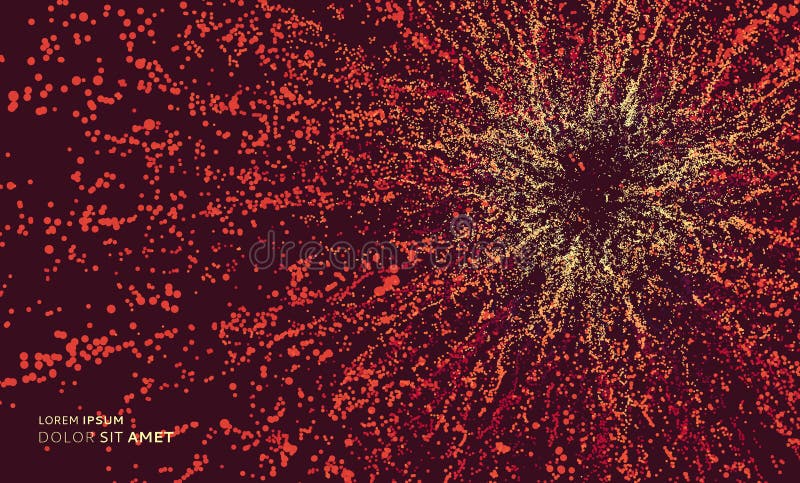 Point Explode. Array with Dynamic Emitted Particles. 3d Technology Style. Abstract Background ...