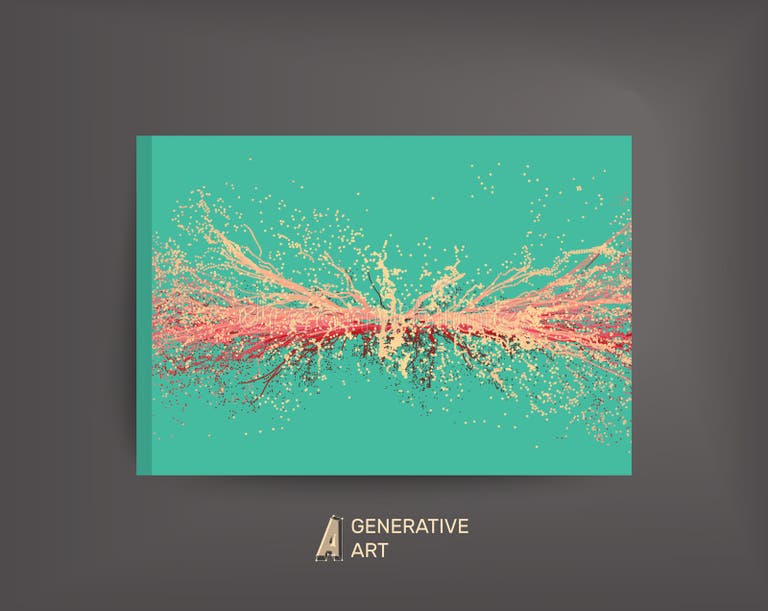 Point Explode. Array with Dynamic Emitted Particles. Textbook, Booklet or Notebook Mockup ...