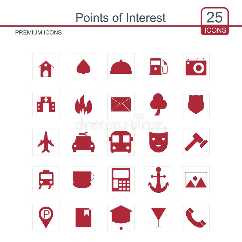 Point of Interest Icons Set Stock Vector - Illustration of vector ...