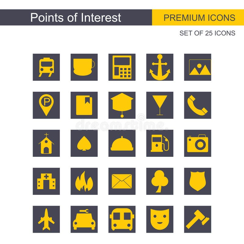 Point of Interest Icons Set Stock Vector - Illustration of restaurant ...