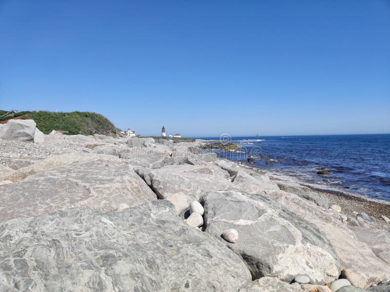 The Point Judith Lighthouse Seen from Afar Stock Image - Image of coast ...