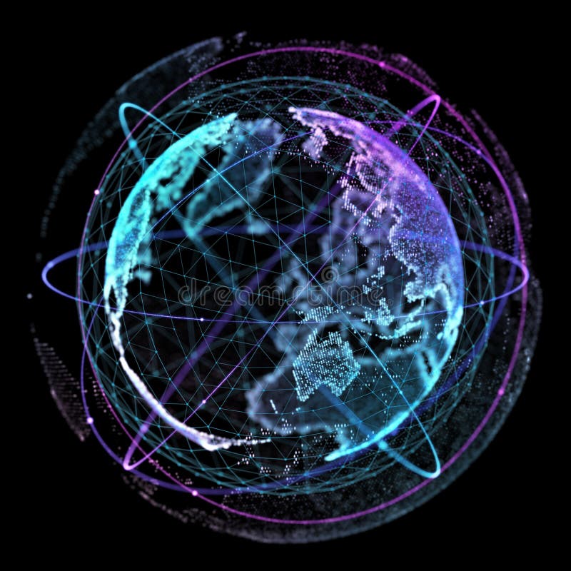 Point, Line, Surface Composed of Circular Graphics, Global Network ...
