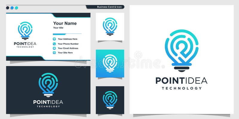 Point Logo with Creative Tech Line Art Style and Business Card Design ...