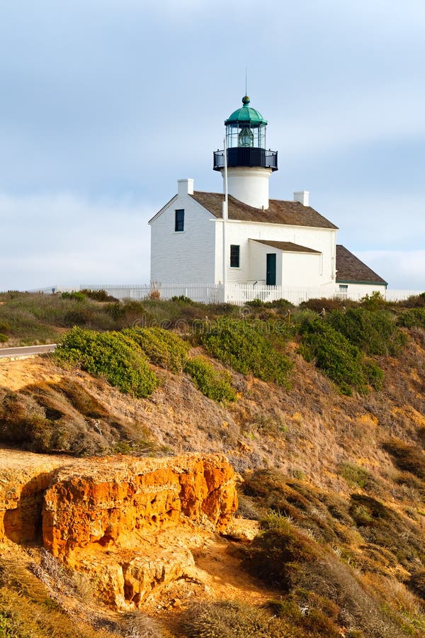 OLD POINT LOMA LIGHTHOUSE at CABRILLO NATIONAL MONUMENT UNDER BLUE ...