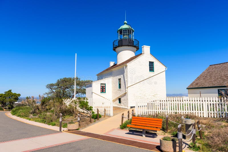 Point Loma Lighthouse stock image. Image of fence, scenic - 70559959
