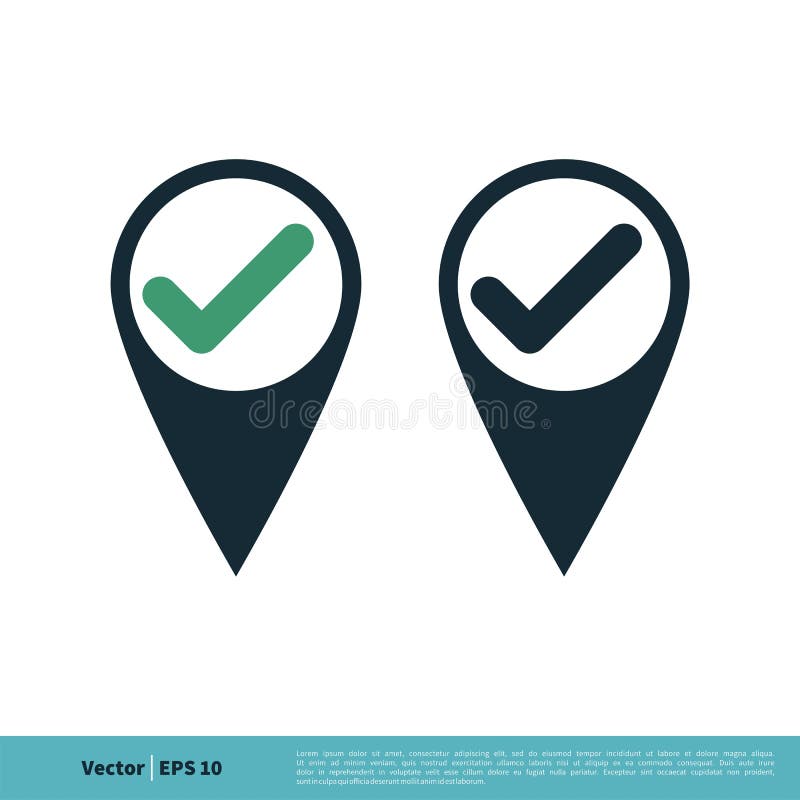 Point Map Check Mark Icon Vector Logo Template Illustration Design ...