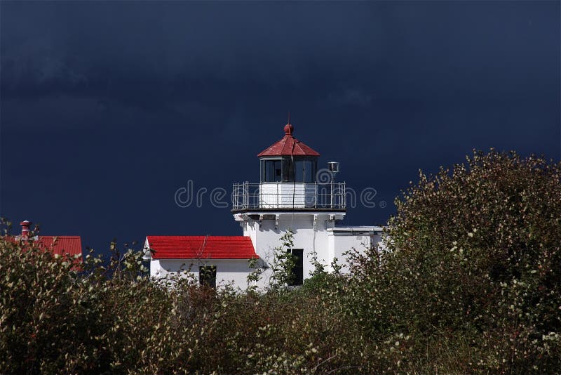 Point No Point Lighthouse Under a Threatening Sky Stock Image - Image ...