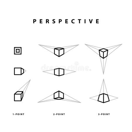 1,2,3 Point Perspective Drawing, How To Draw Stock Vector ...
