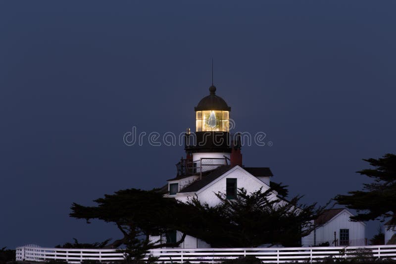 Point Pinos Lighthouse after Dark Stock Photo - Image of beach ...