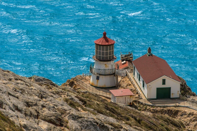 Point Reyes Lighthouse on Cliff by Pacific Ocean Stock Photo - Image of ...