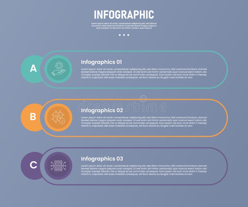 3 Point Round Rectangle Infographic Stage or Step Template with Round ...