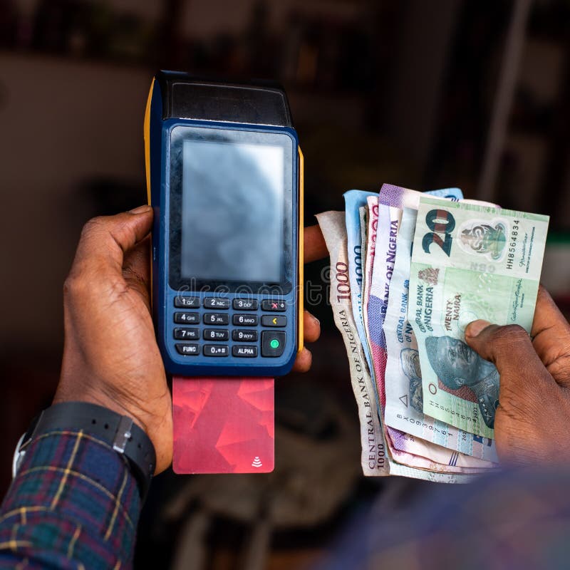 Point of Sale Pos Machine and Nigerian Banknotes Cash Stock Photo ...