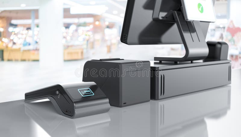 Point of Sale System or Cash Register Machine Focus on Credit Card ...