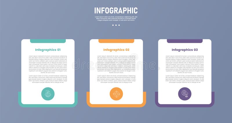 3 Point Stage or Step Infographic Template with Creative Box Table with ...