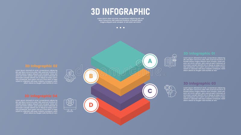 3 Point Stage or Step Infographic Template with 3d Isometric Style ...