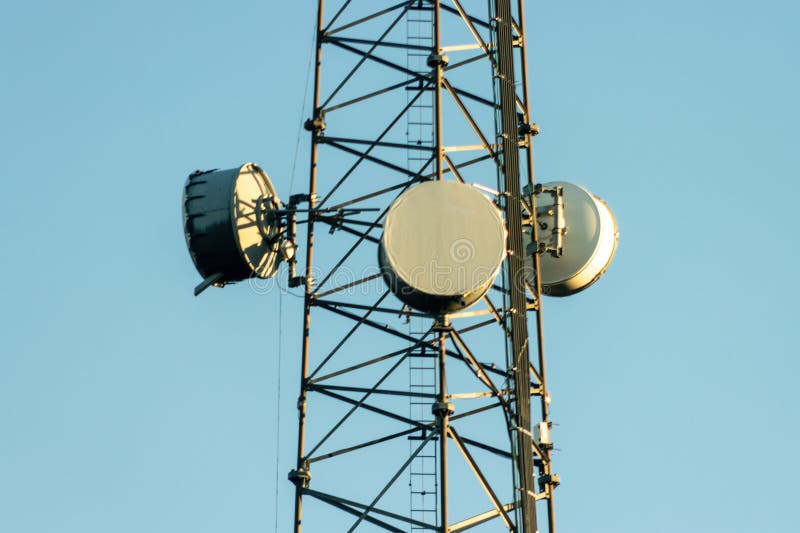 Point To Point Antenna Drum on Wireless Tower Stock Photo - Image of ...