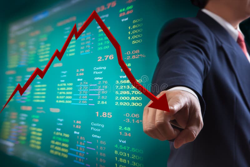 Point To Falling Graph of Stock Market Stock Image - Image of broker ...