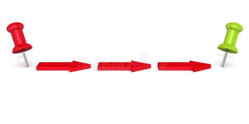 Point To Point Way with Red Arrows and Pins Stock Image - Image of ...