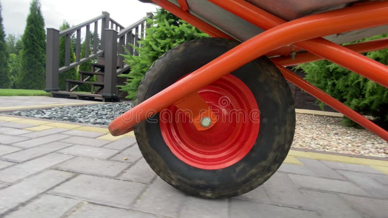 Point of View. Close-up View of a Wheelbarrow Wheel Plan, Side View ...
