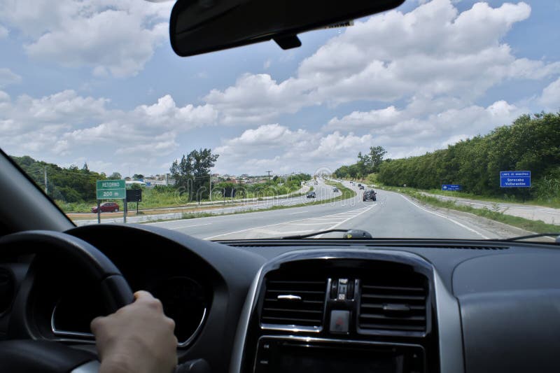 Point of View of a Driver on a Highway Stock Image - Image of rural ...