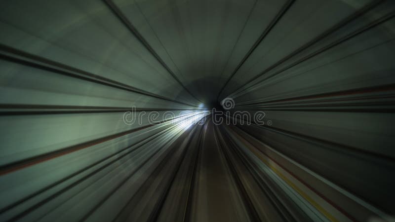 Point of View Hyperlapse Time-lapse of Fast Underground Subway Train ...